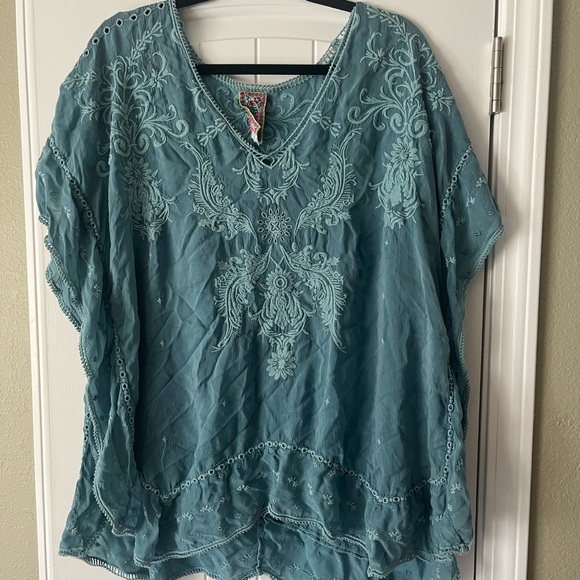 Johnny Was | Tops | Johnny Was Teal Embroidered Blouse | Poshmark